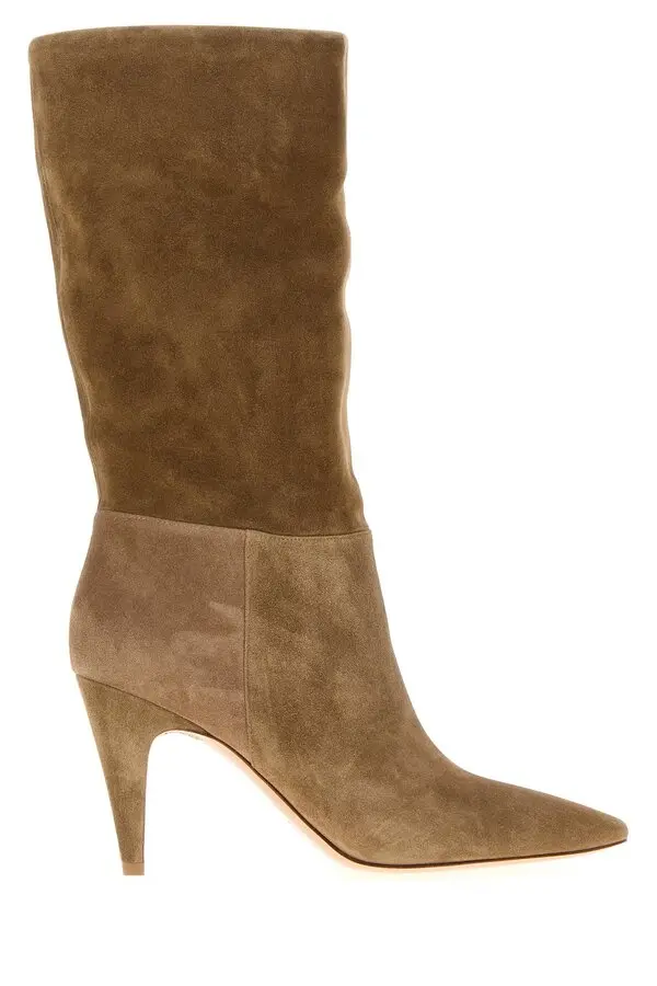GIANVITO ROSSI Cappuccino Suede Elise Boots - Light Brown