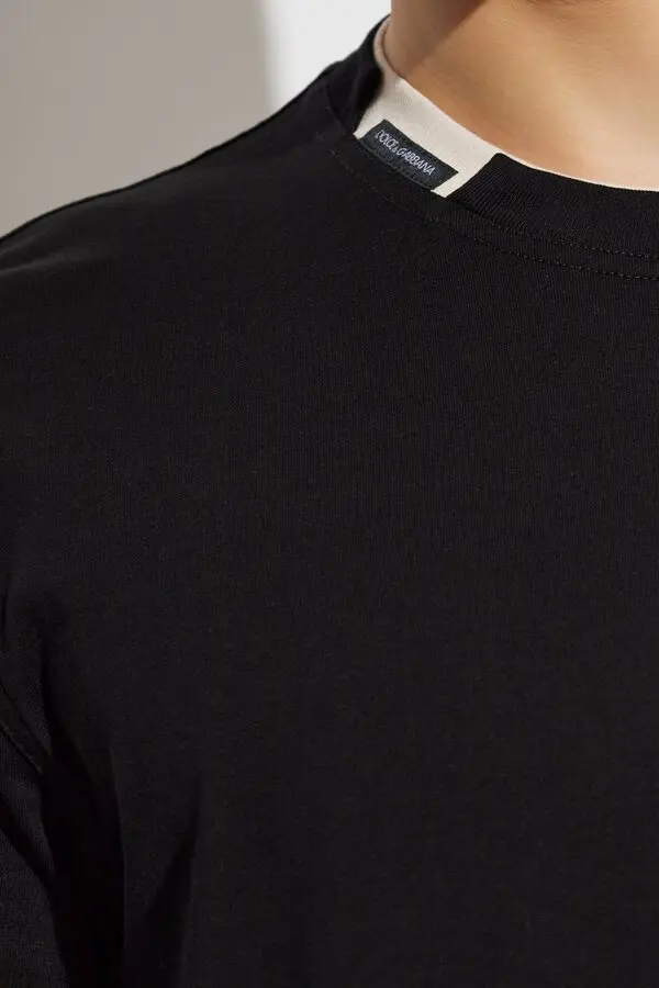 Dolce & Gabbana T-shirt With A Logo Patch At The Neckline