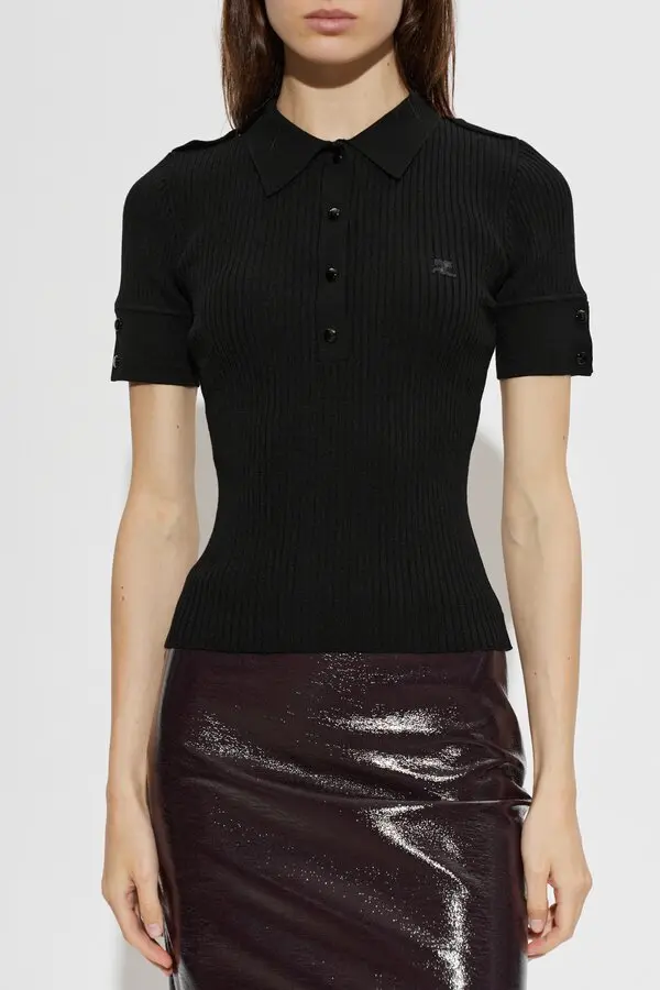 COURREGES Ribbed Slim-fit Polo