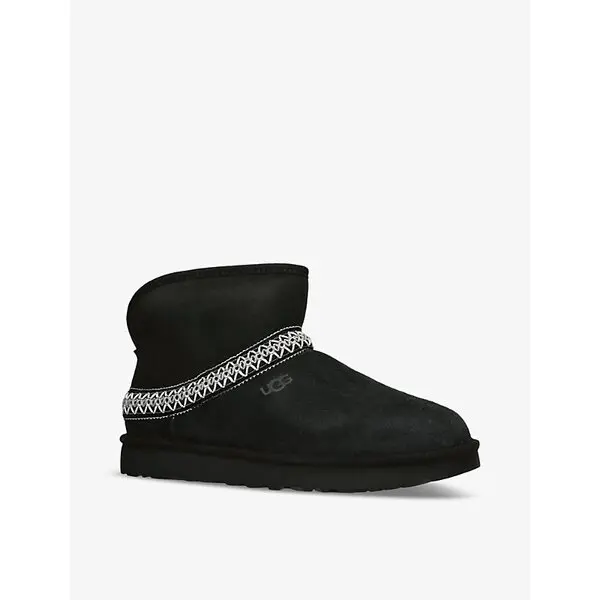 UGG Classic Mini Crescent Suede And Shearling Ankle Boots