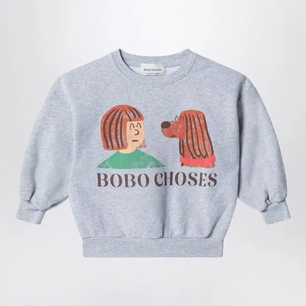 BOBO CHOSES Friends In A Pickle" Graphic Sweatshirt - Grey