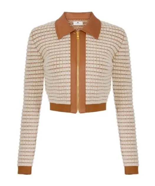 Elisabetta Franchi Textured Zip-up Cardigan - Nude