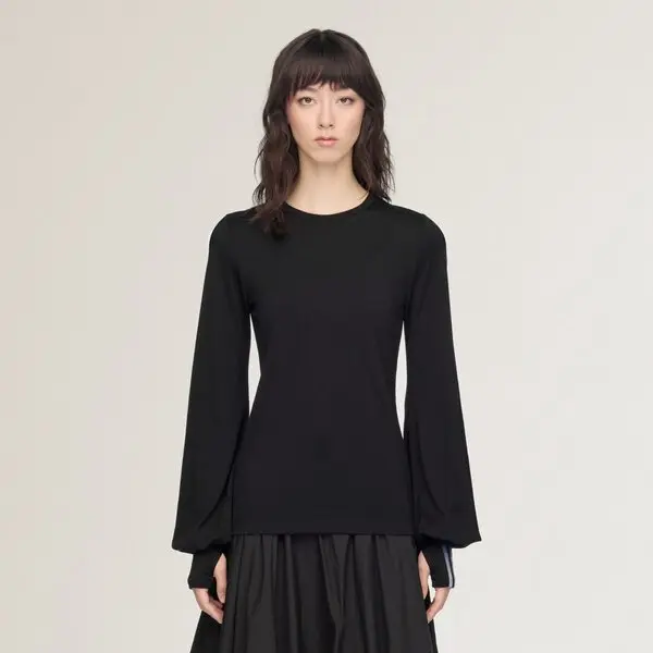 Adidas Y-3 Wool Cinched Drape Long Sleeve Tee