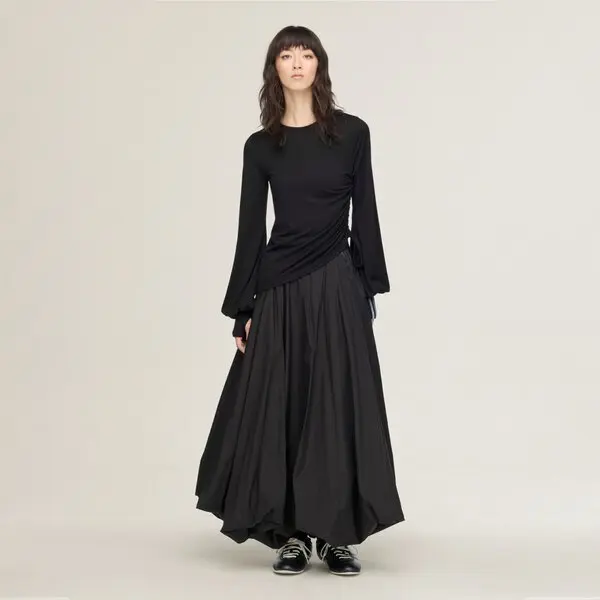 Adidas Y-3 Wool Cinched Drape Long Sleeve Tee
