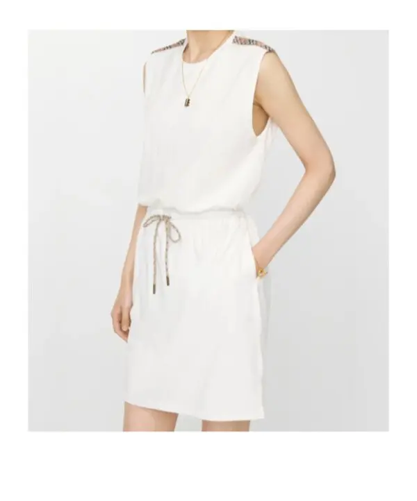 Burberry Check Trim Cotton Jersey Dress
