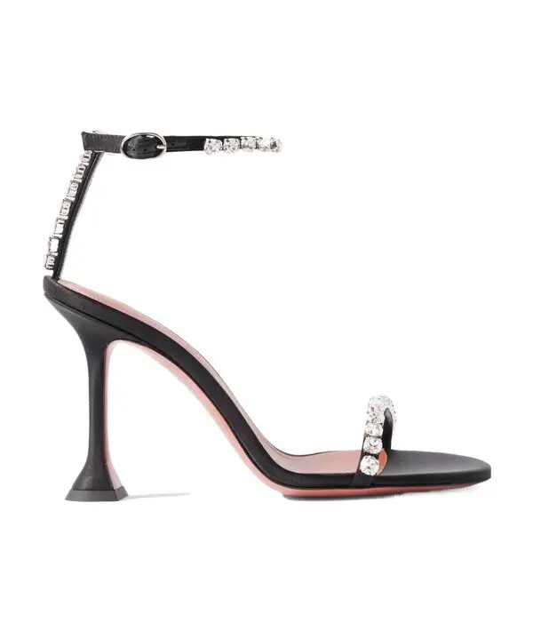 Amina Muaddi Gigi Crystal-embellished Heeled Sandals - Black