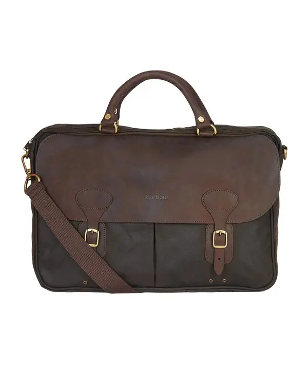 Barbour Foldover Logo Embossed Briefcase