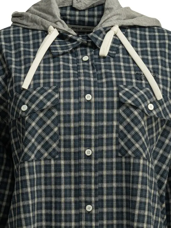 Miu Miu Check-pattern Hooded Shirt