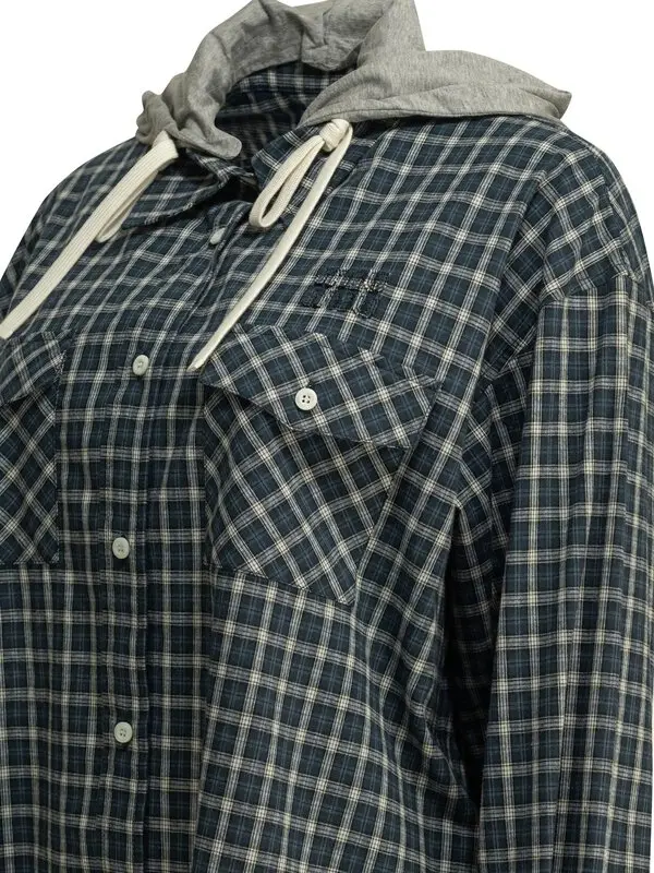 Miu Miu Check-pattern Hooded Shirt