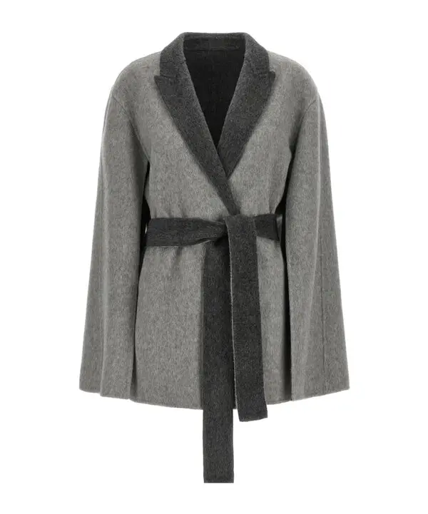 Alberta Ferretti Shawl-style Wool Coat - Gray