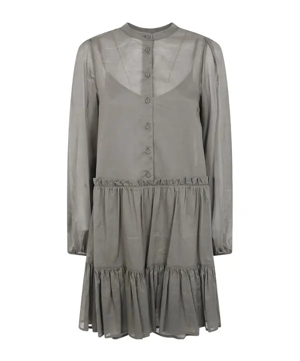 TWINSET Ruffled Shirt Dress - Gray