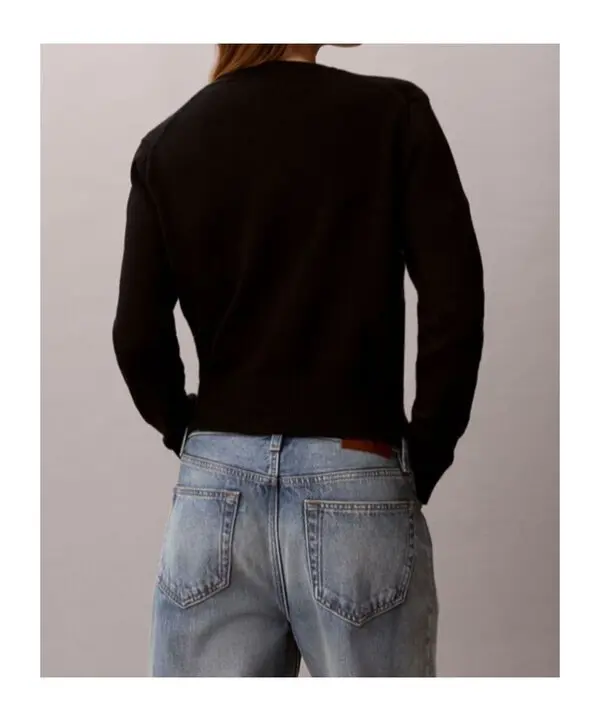 Calvin Klein Logo Embroidered Cropped Sweater