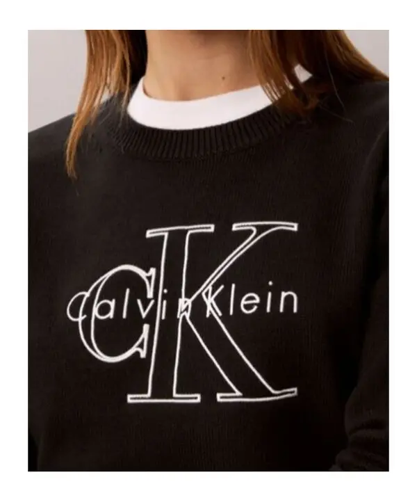 Calvin Klein Logo Embroidered Cropped Sweater