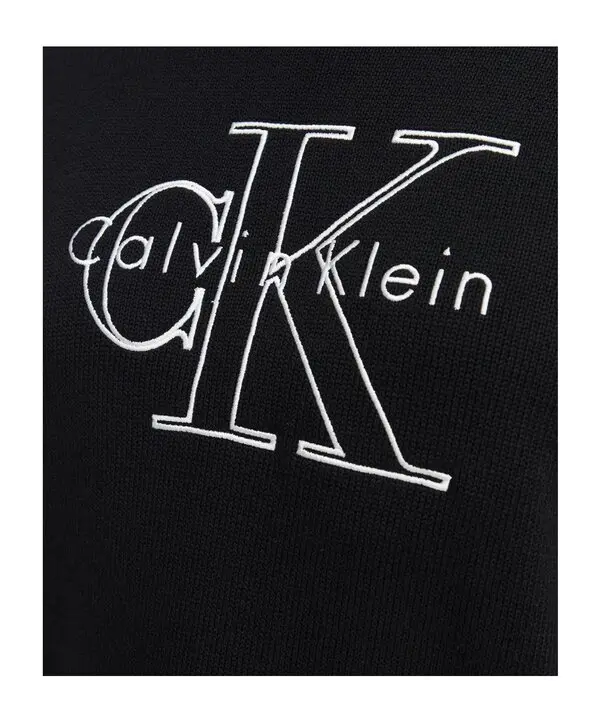 Calvin Klein Logo Embroidered Cropped Sweater - Black