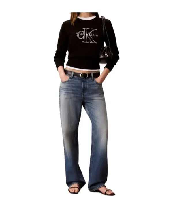 Calvin Klein Logo Embroidered Cropped Sweater