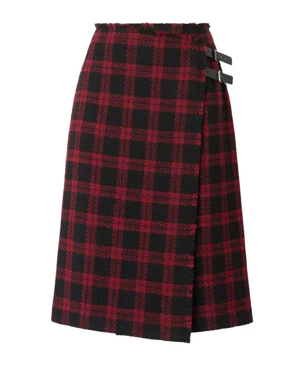Pinko Plaid Midi Skirt - Black