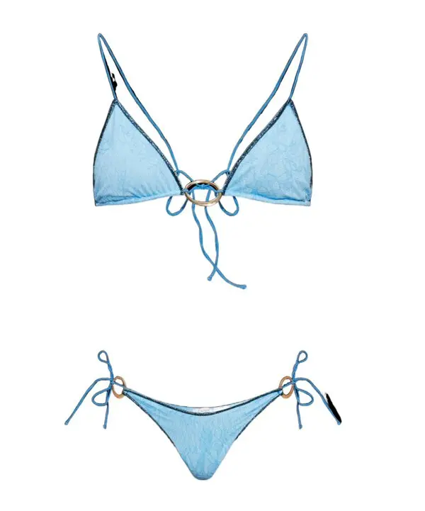 Oseree Lace-up Bikini Set - Blue