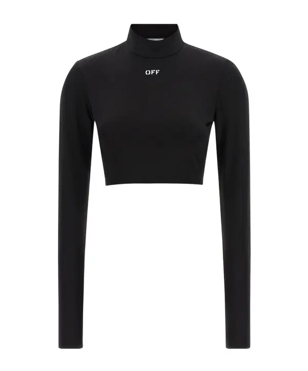 Off-White Off Stamp Crop Top - Black