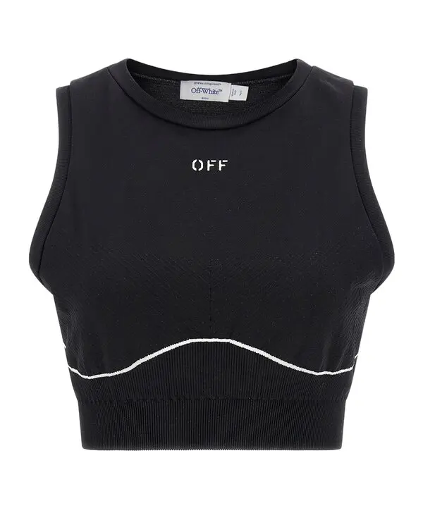 Off-White Crewneck Sports Vest With Contrasting Logo - Black
