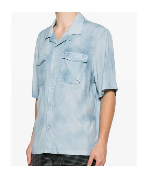 Moose Knuckles Denim-print Short-sleeve Shirt