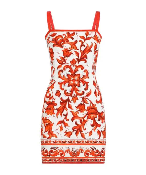 Dolce & Gabbana Majolica-print Charmeuse Dress - Red