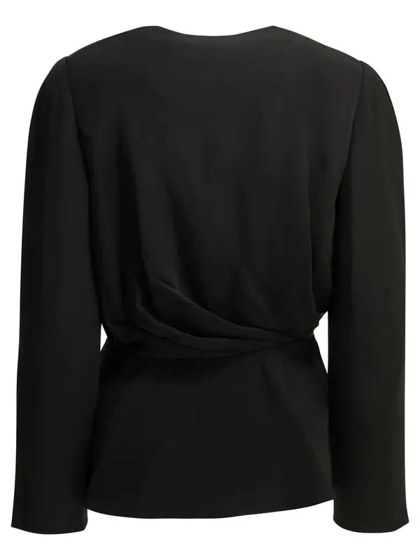 Chloé Draped Peplum Top With V-neck And Ring Detail