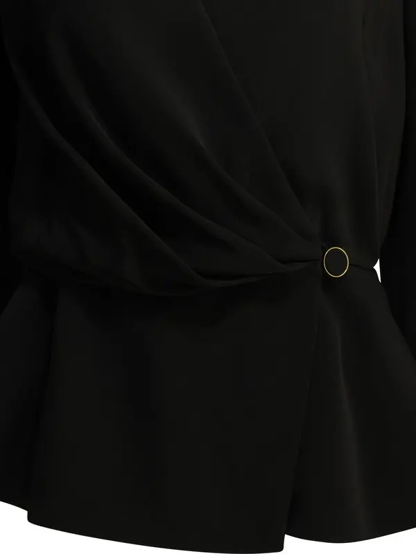 Chloé Draped Peplum Top With V-neck And Ring Detail