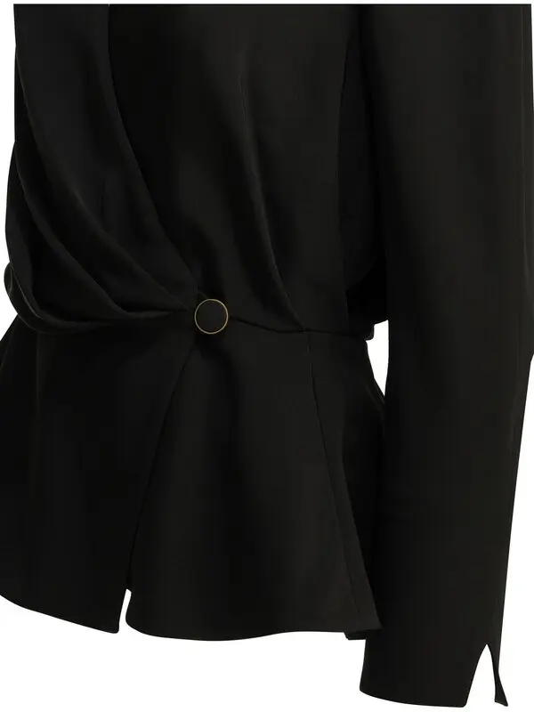 Chloé Draped Peplum Top With V-neck And Ring Detail