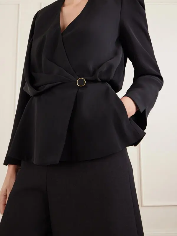 Chloé Draped Peplum Top With V-neck And Ring Detail