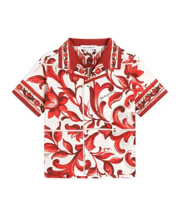 Dolce & Gabbana Majolica Print Short Sleeve Shirt - Red