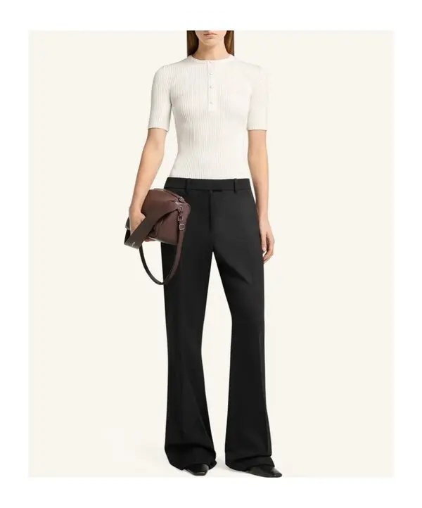 COURREGES Ribbed Knit Top With Snap Button Front
