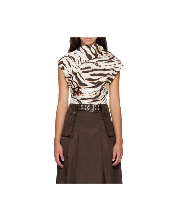 GANNI Draped Open-back Top - Egret