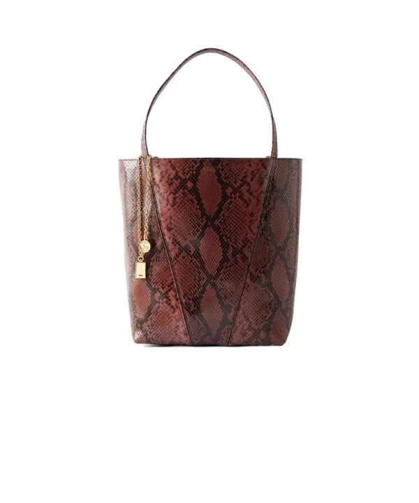 Chloé Spin Embellished Snake-effect Leather Tote