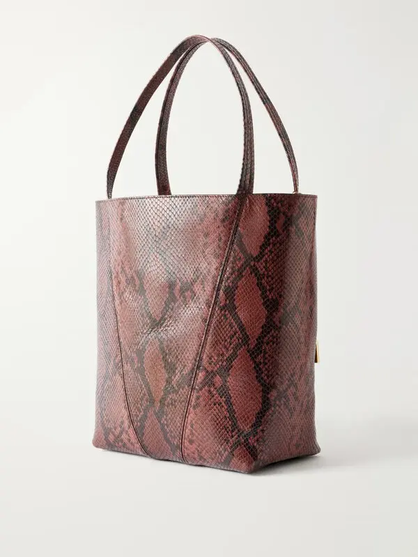 Chloé Spin Embellished Snake-effect Leather Tote