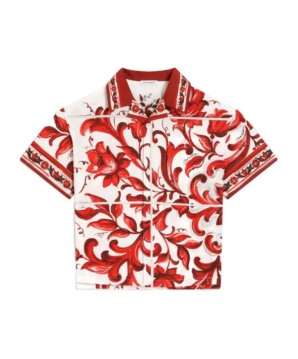 Dolce & Gabbana Short-sleeved Majolica Print Poplin Shirt - Red