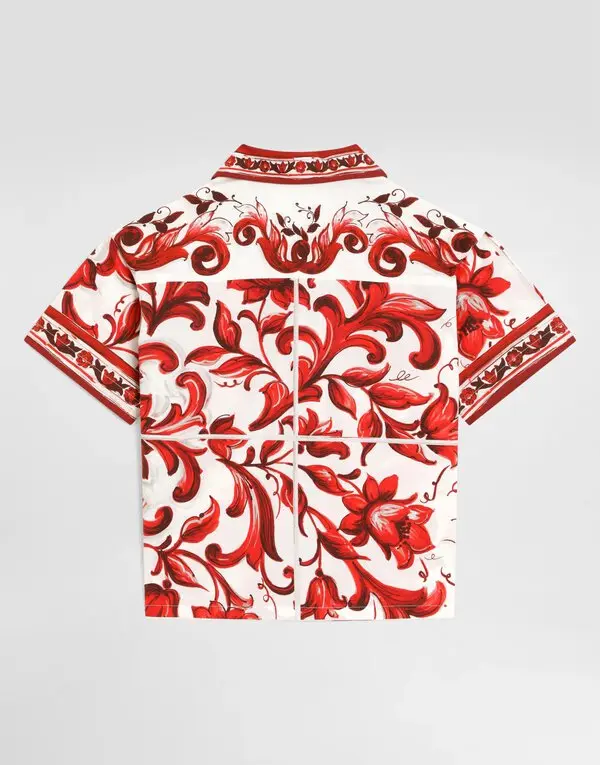 Dolce & Gabbana Short-sleeved Majolica Print Poplin Shirt