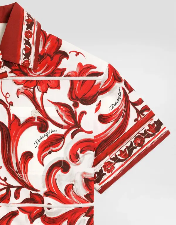Dolce & Gabbana Short-sleeved Majolica Print Poplin Shirt