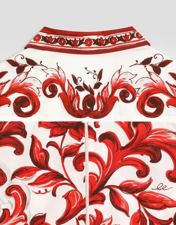 Dolce & Gabbana Short-sleeved Majolica Print Poplin Shirt