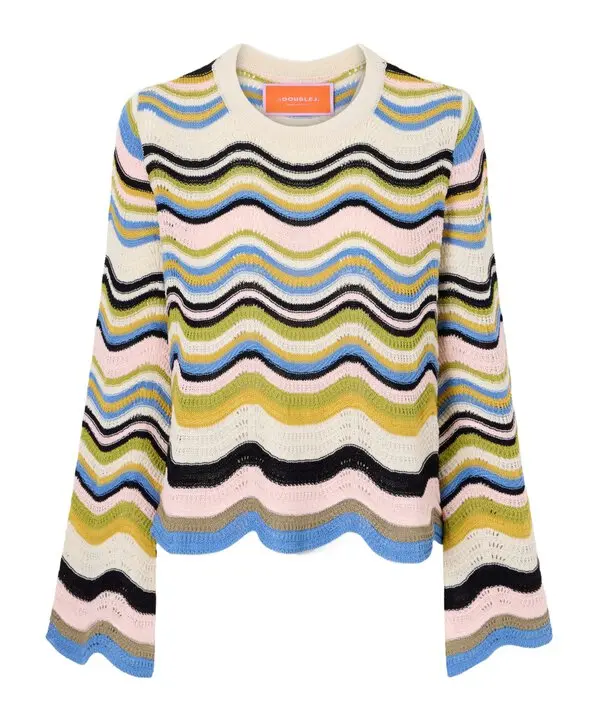 La DoubleJ Chevron-pattern Cropped Sweater - Multicolor