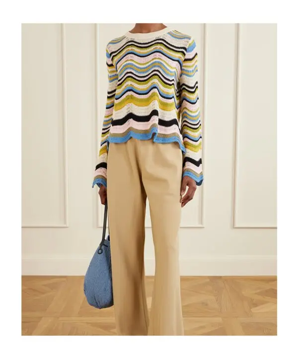 La DoubleJ Chevron-pattern Cropped Sweater