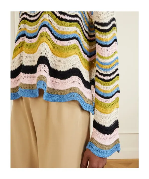 La DoubleJ Chevron-pattern Cropped Sweater