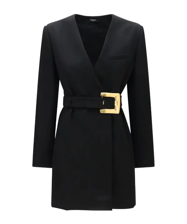 Balmain Belted Grain De Poudre Blazer