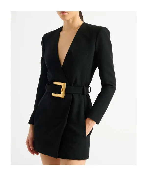 Balmain Belted Grain De Poudre Blazer