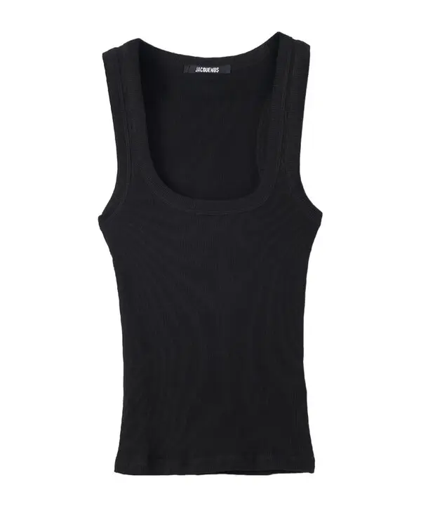 Jacquemus Ribbed Tank Top - Black
