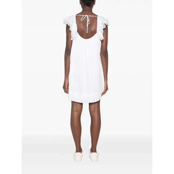 GANNI Broderie Anglaise Dress With Ruffled Sleeves
