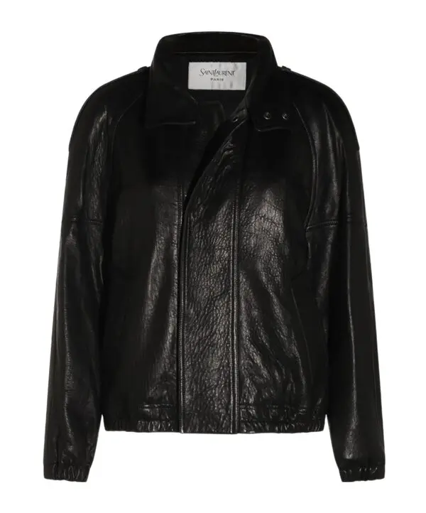 Saint Laurent High Neck Leather Jacket