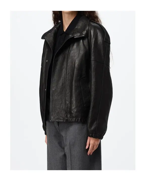 Saint Laurent High Neck Leather Jacket