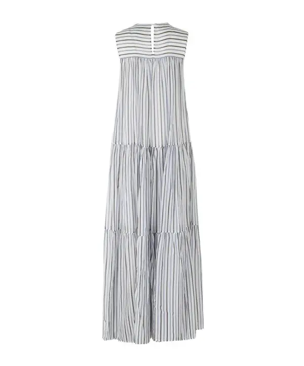 SEMICOUTURE Luigia Striped Tiered Maxi Dress - Gray