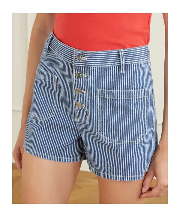 NILI LOTAN Harley Striped Denim Shorts