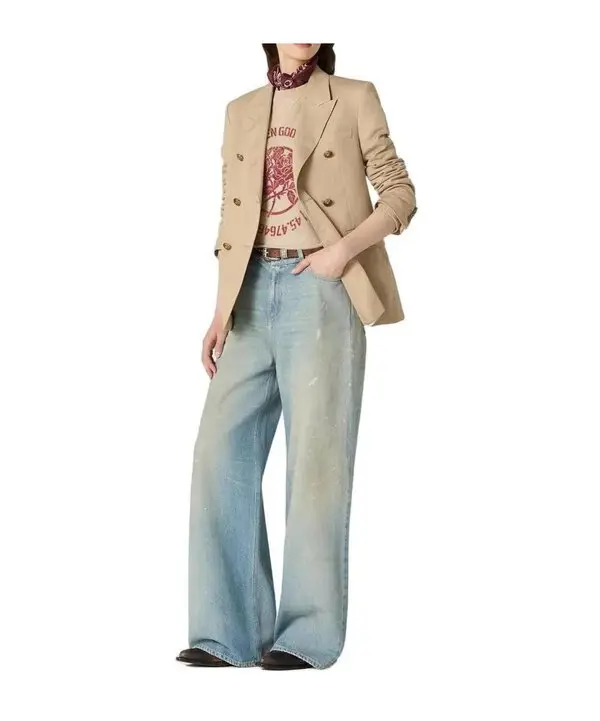 GOLDEN GOOSE Printed Cropped Sweatshirt - Nude